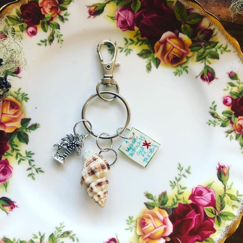 Beach Girl Shell Keychains Beach Keychain, Shell Key Ring, Ocean ...