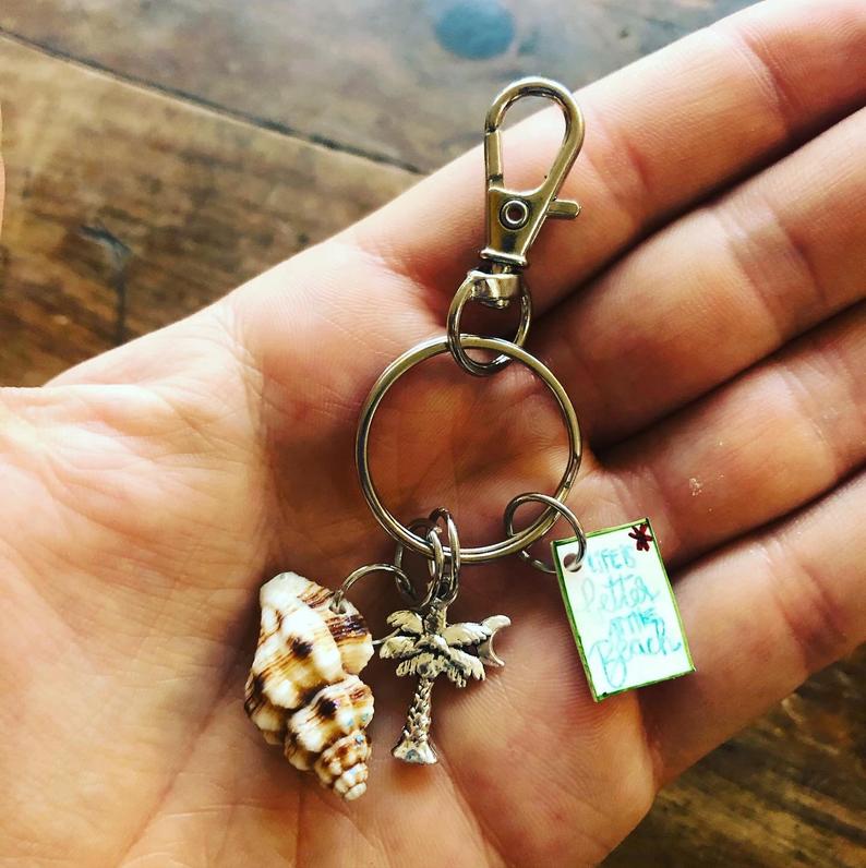 Beach Girl Shell Keychains Beach Keychain, Shell Key Ring, Ocean ...