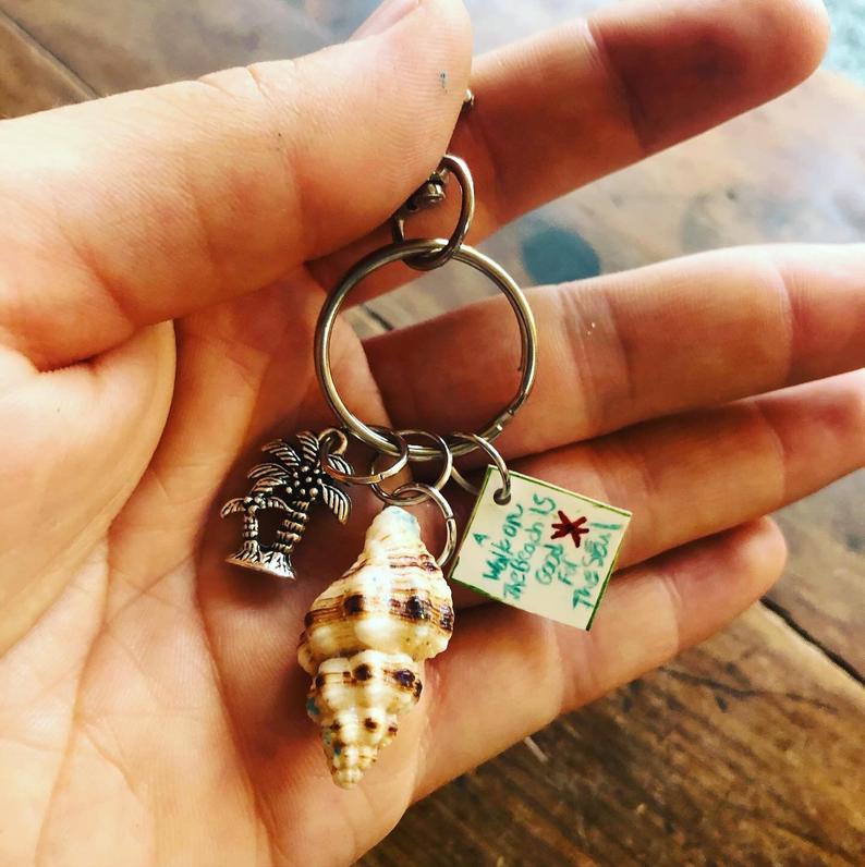 Beach Girl Shell Keychains Beach Keychain, Shell Key Ring, Ocean ...