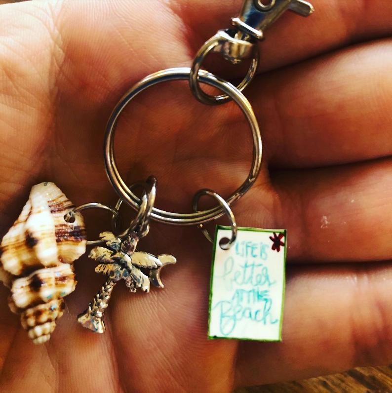 Beach Girl Shell Keychains Beach Keychain, Shell Key Ring, Ocean ...