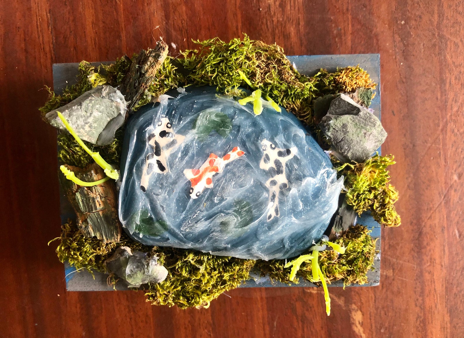 Koi Pond Home Decor- Wallhanging- Koi R,koi Rock Garden For Pot Rustic ...